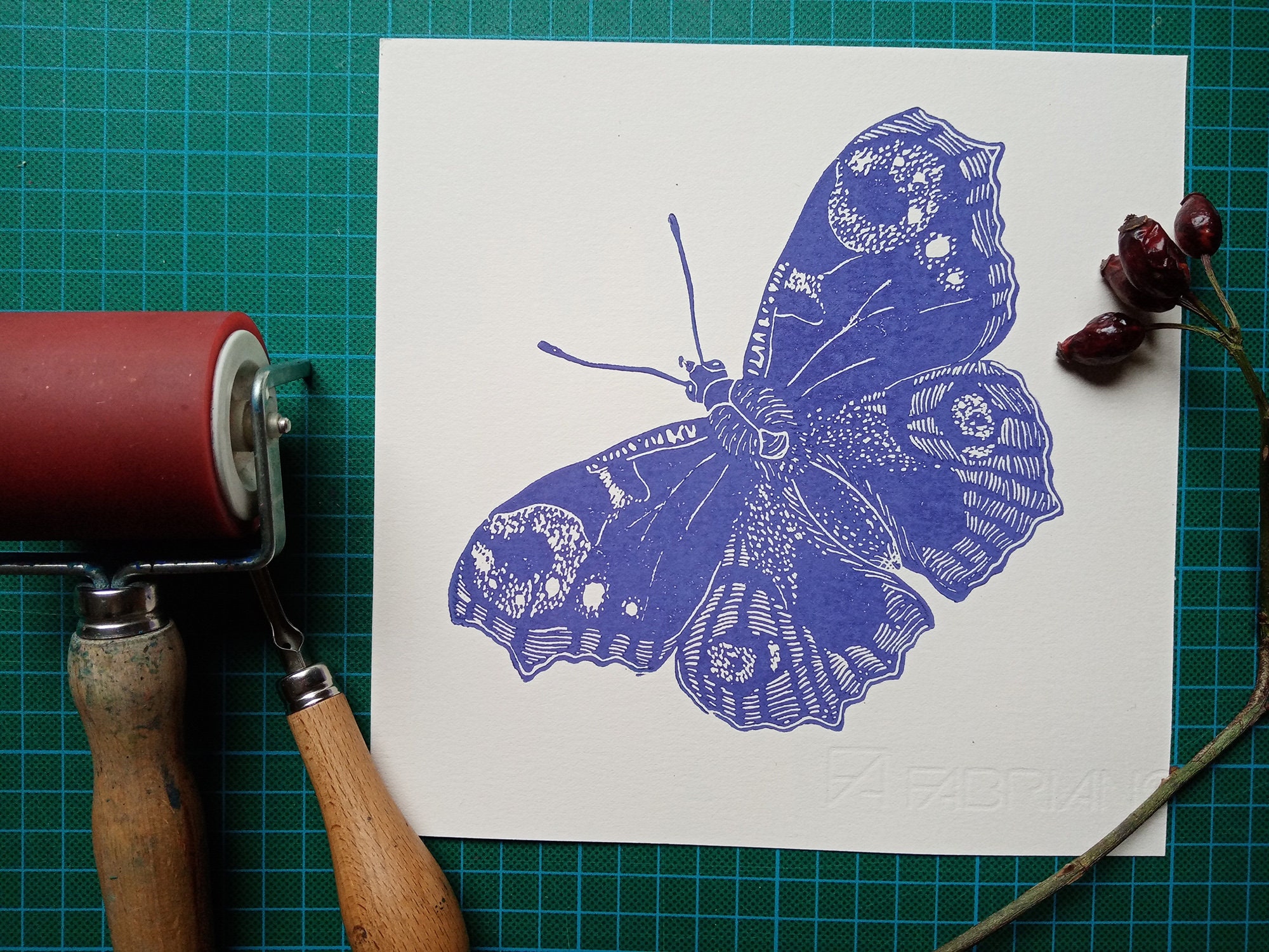 Linocut Butterfly original art print cabinet of curiosities - Etsy 日本