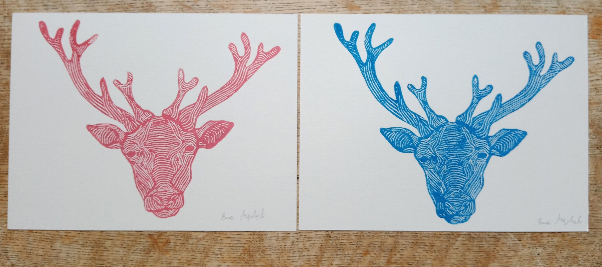 Linocut Reindeer Original Art Print Animal Art Nature Art - Etsy