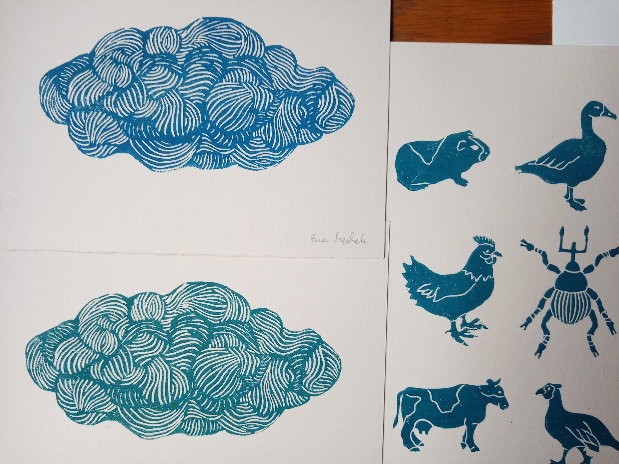 Linocut Cloud Original Art Print Nature Wall Art Limited - Etsy