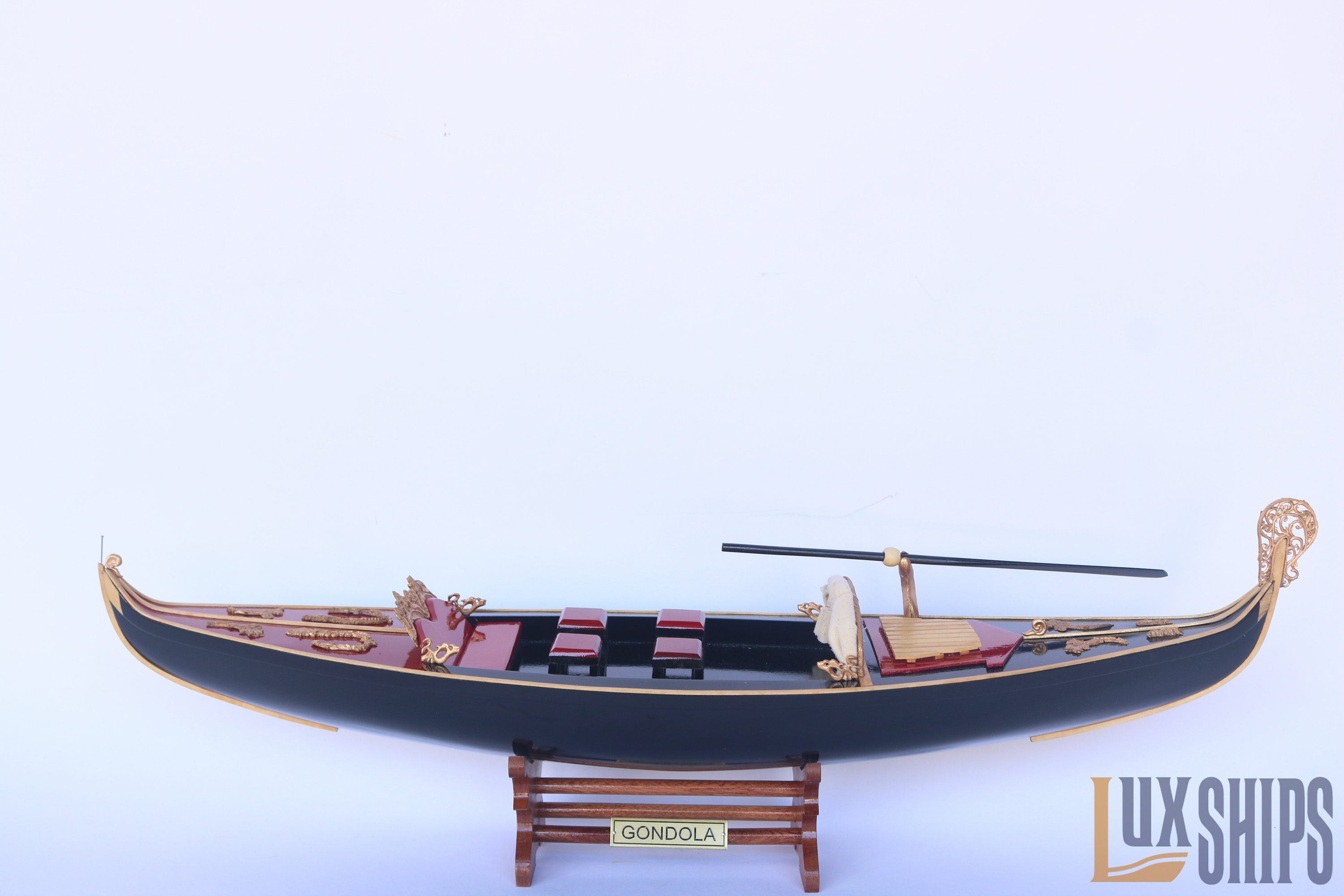 Gondola Wooden Model Ship Gondola Model Ship Black Painted Vintage Ship ...