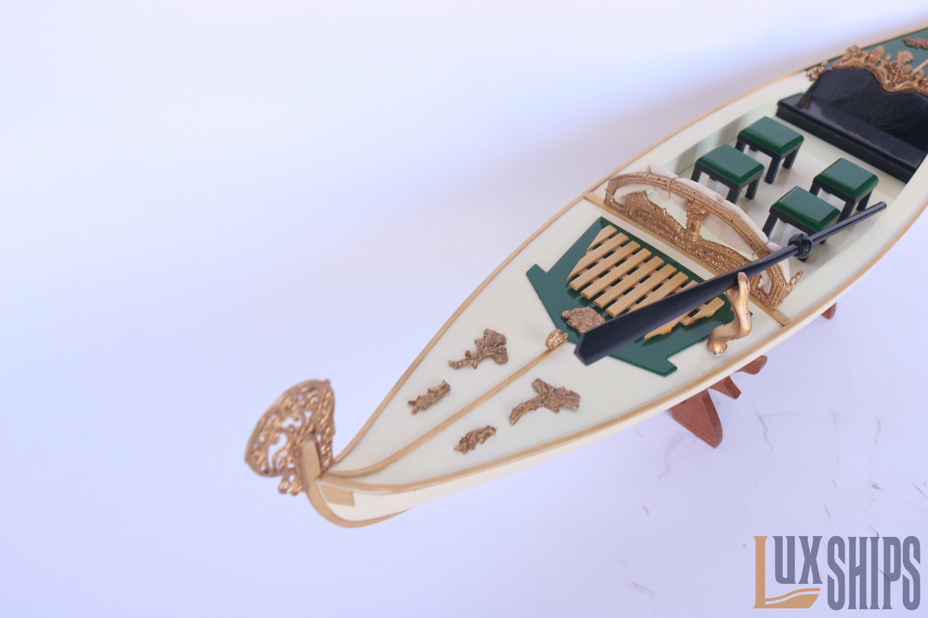 GONDOLA Wooden Model Ship Gondola Model Ship Cream Painted Vintage Ship ...