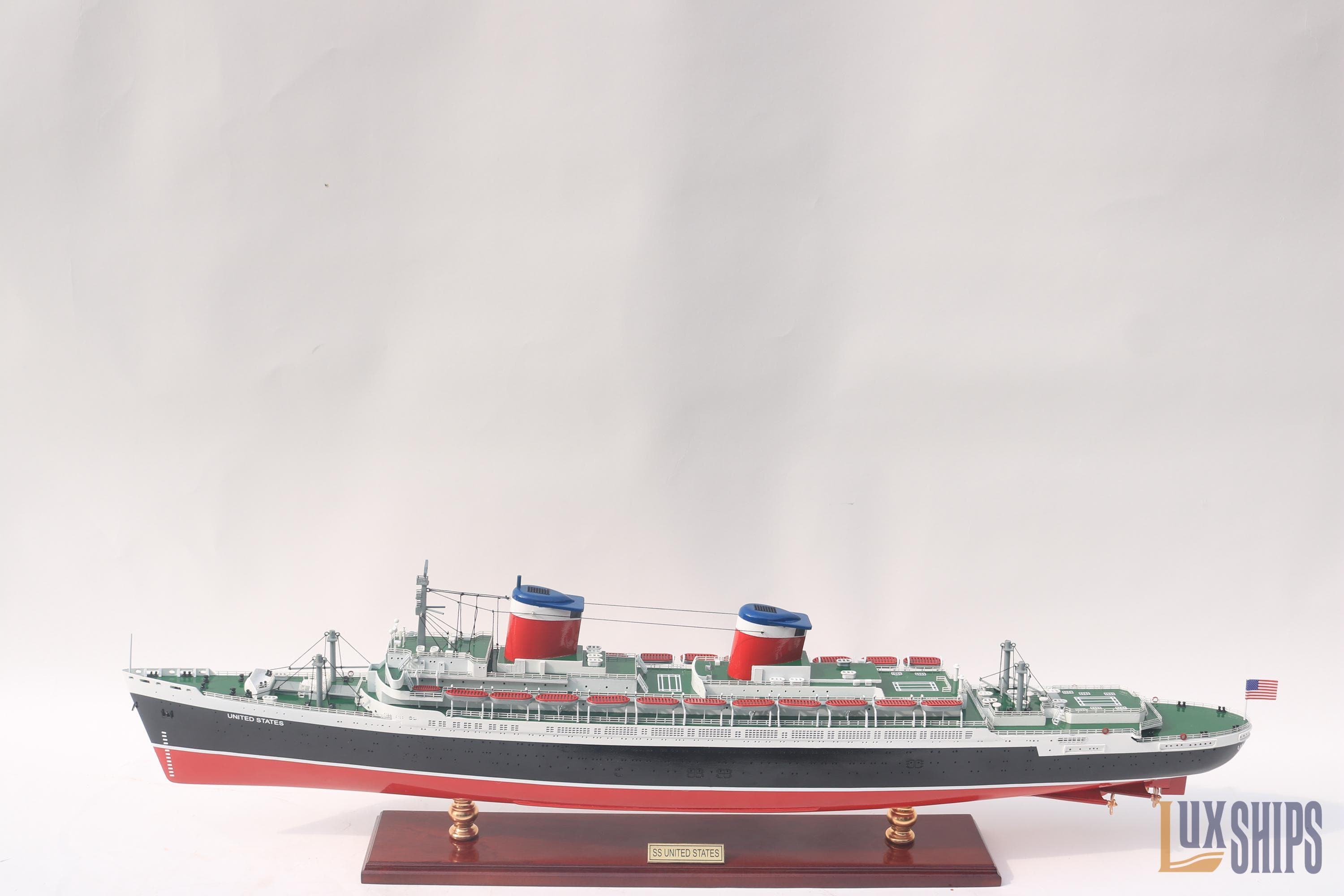 SS United States Wooden Ship Model 35" (91cm) – Handcrafted Ocean Liner ...