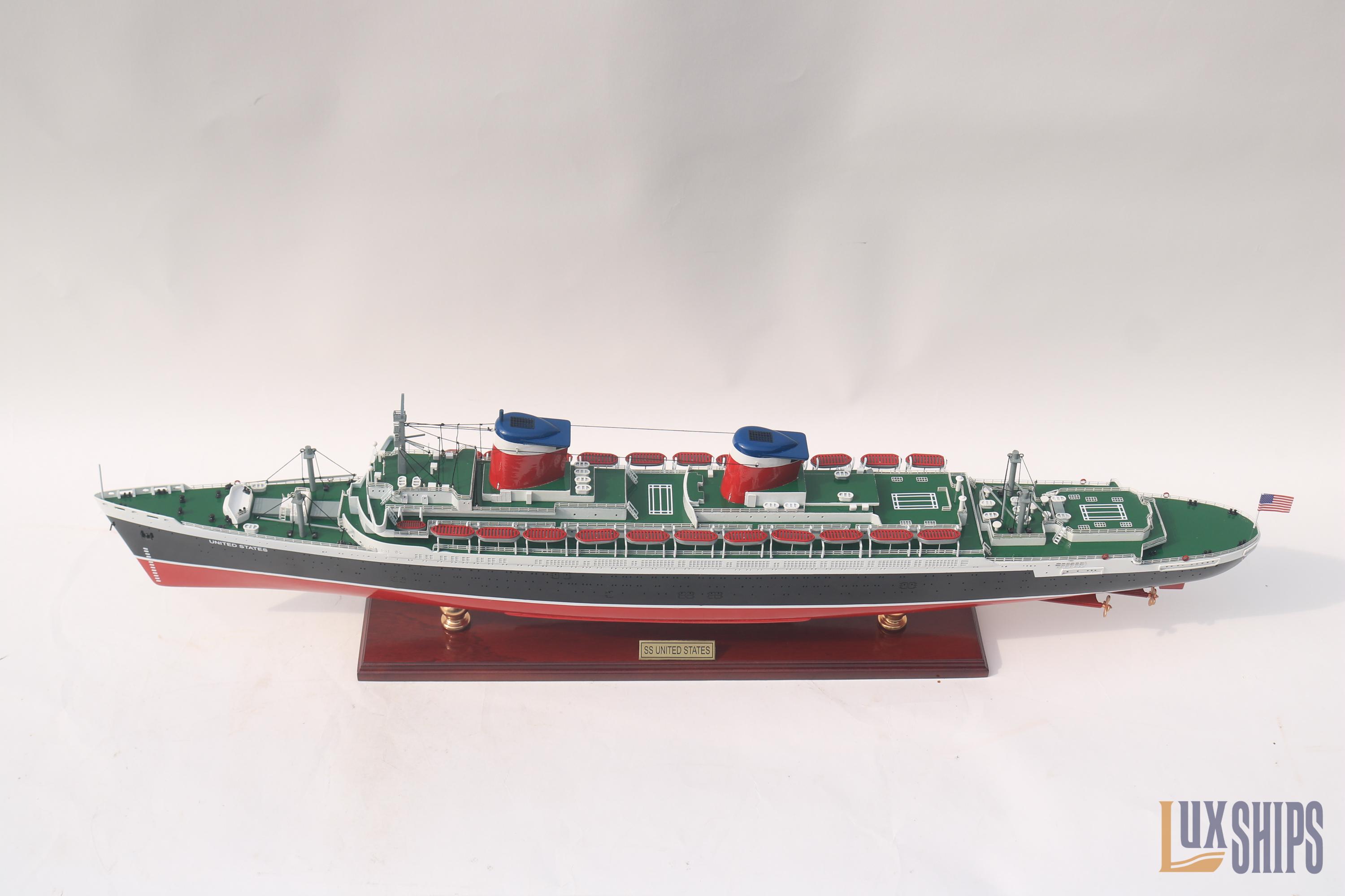 SS United States Wooden Ship Model 35" (91cm) – Handcrafted Ocean Liner ...