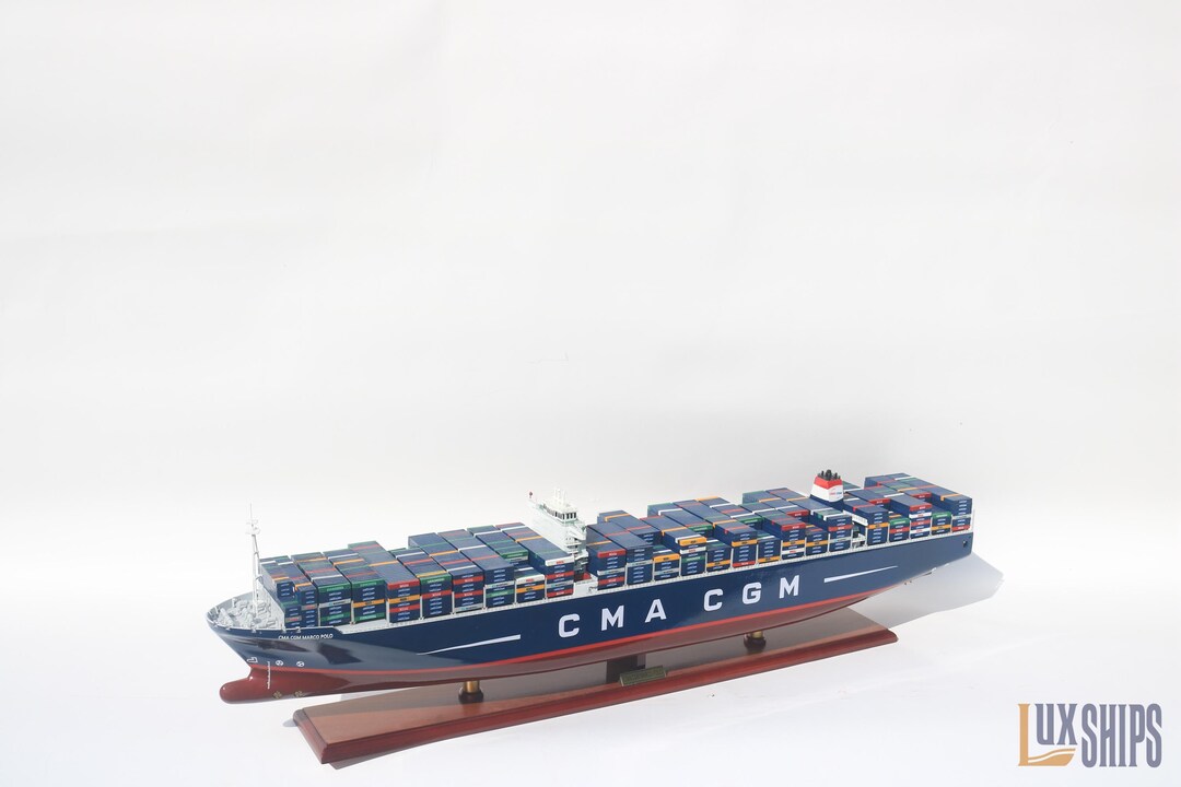CMA CGM Marco Polo Wooden Ship Model 100 Cm – Handcrafted Container ...