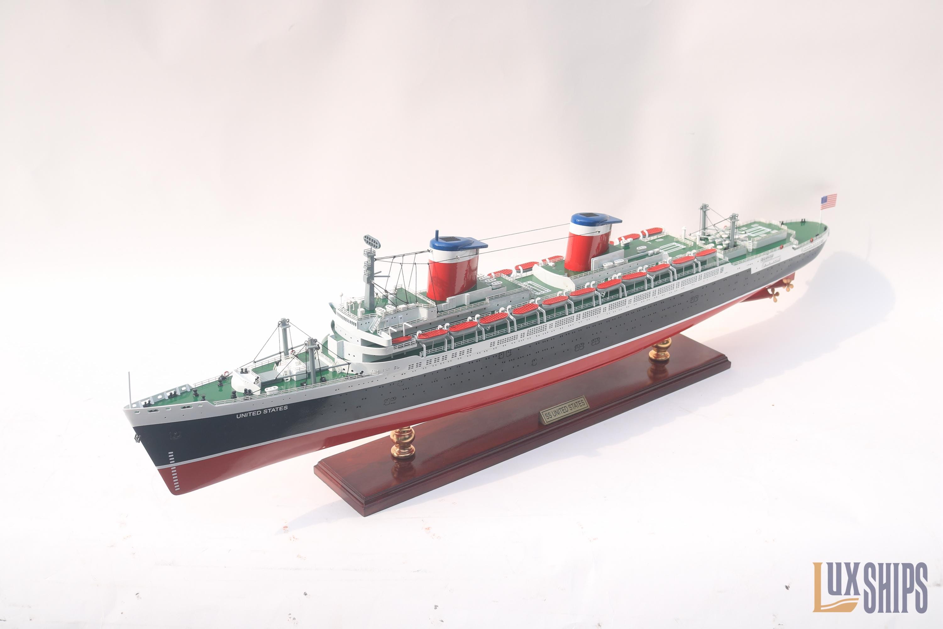 SS United States Wooden Ship Model 35" (91cm) – Handcrafted Ocean Liner ...
