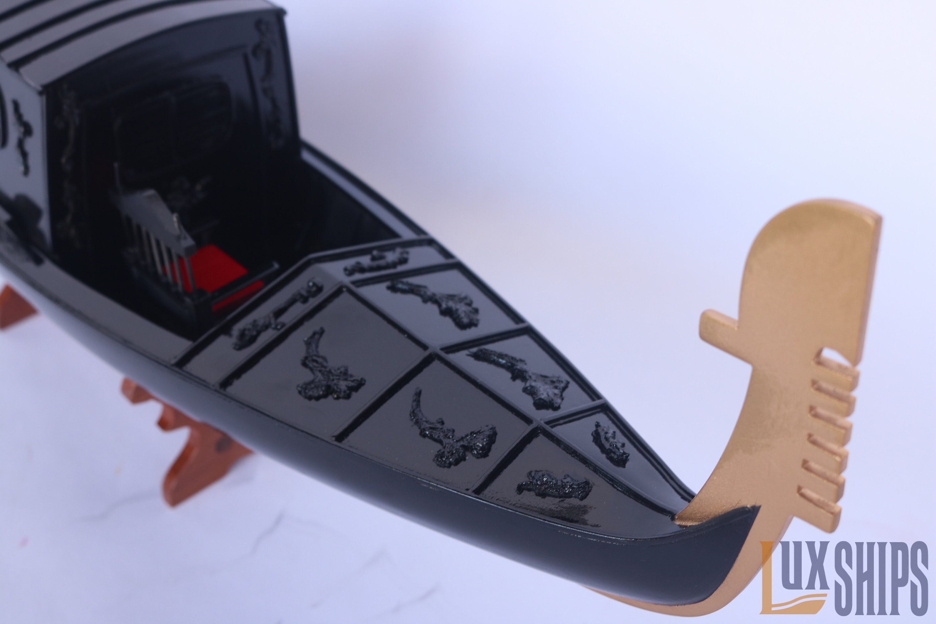 GONDOLA Wooden Model Ship Gondola Ship Model Black Painted With Roof ...
