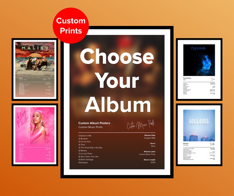 Music Posters Custom Album Posters Choose Your Own Album - Etsy