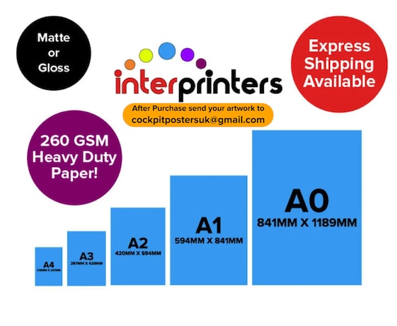 Poster Printing A0 A1 A2 A3 A4 Print Your Own Artwork - Etsy UK