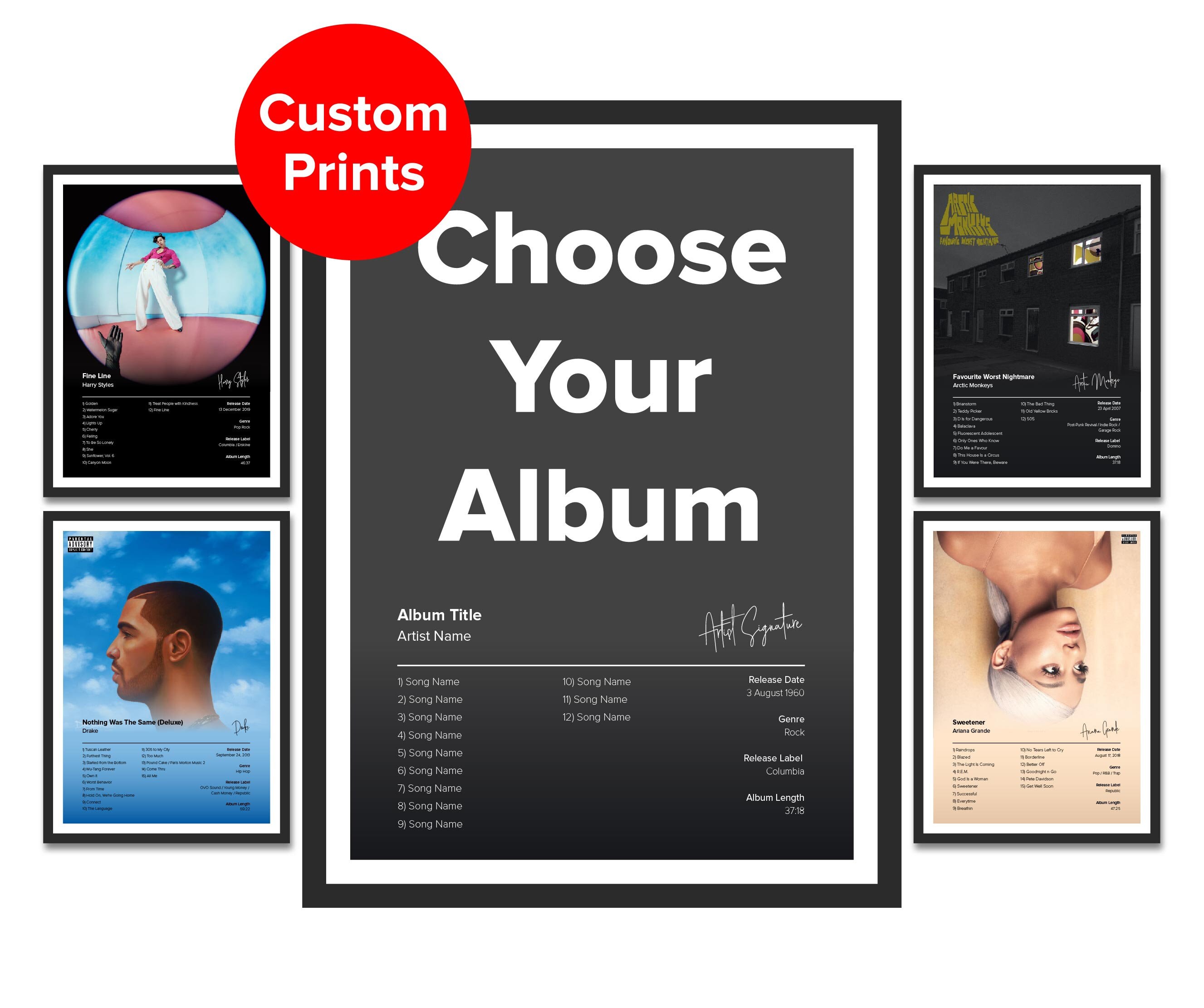 Music Posters Custom Album Posters Personalise your own | Etsy