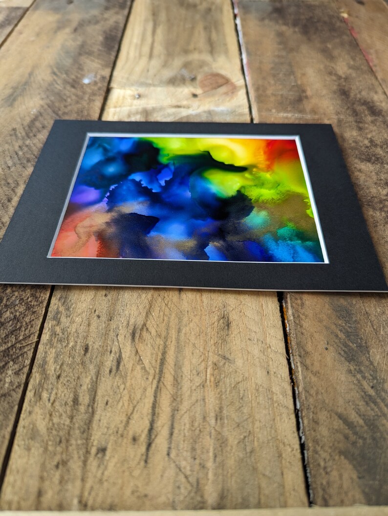 Rainbow Alcohol Inks - Original Matted Artwork - Etsy