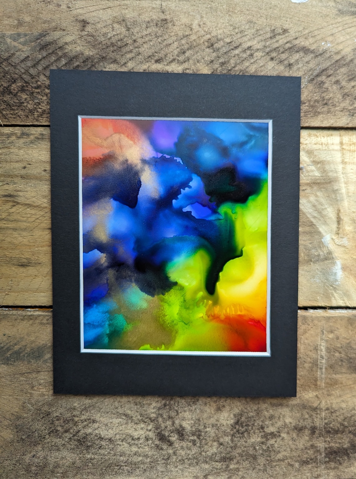 Rainbow Alcohol Inks - Original Matted Artwork - Etsy