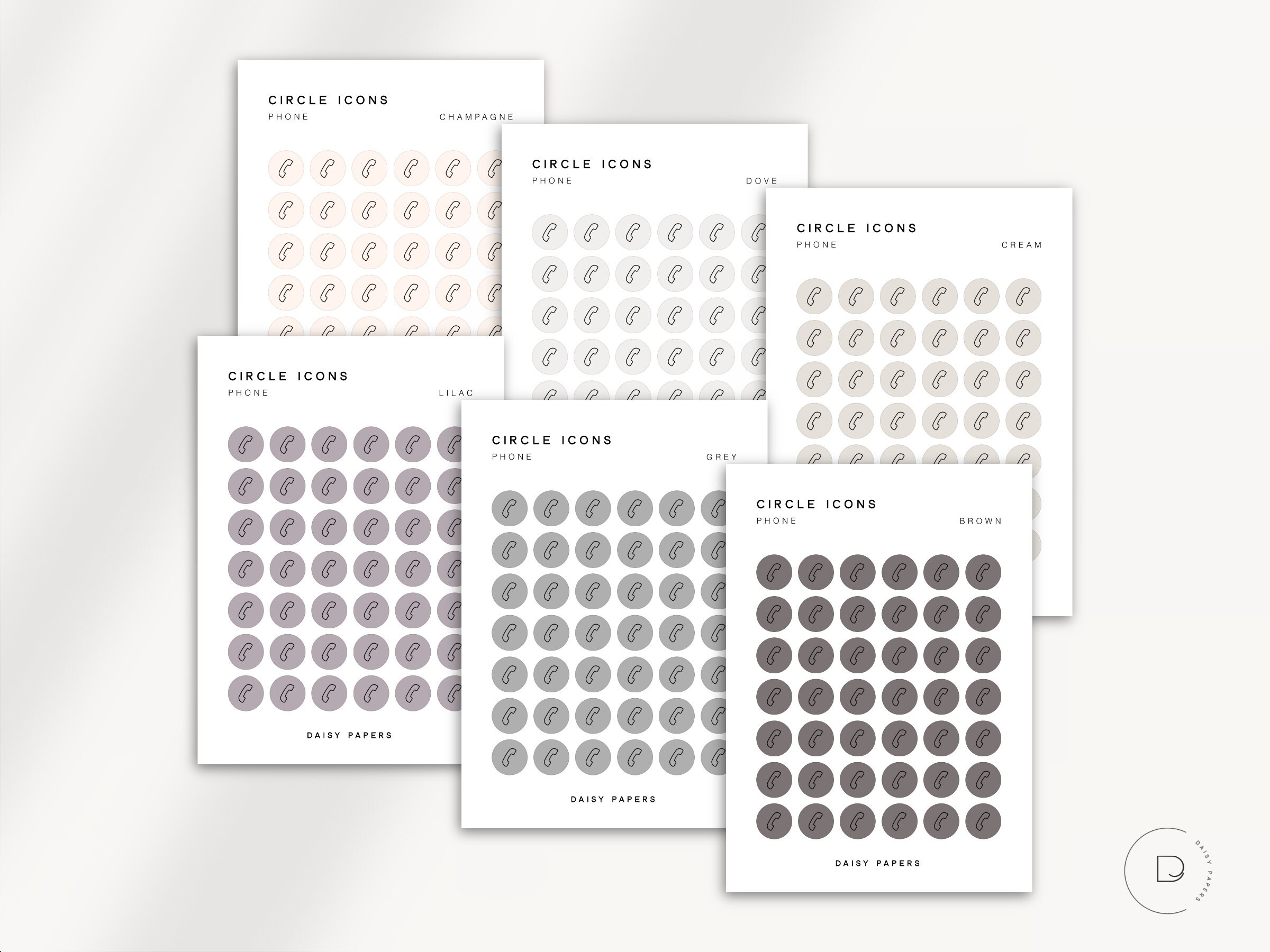 PHONE Circle Icons Planner Stickers Minimal & Functional - Etsy