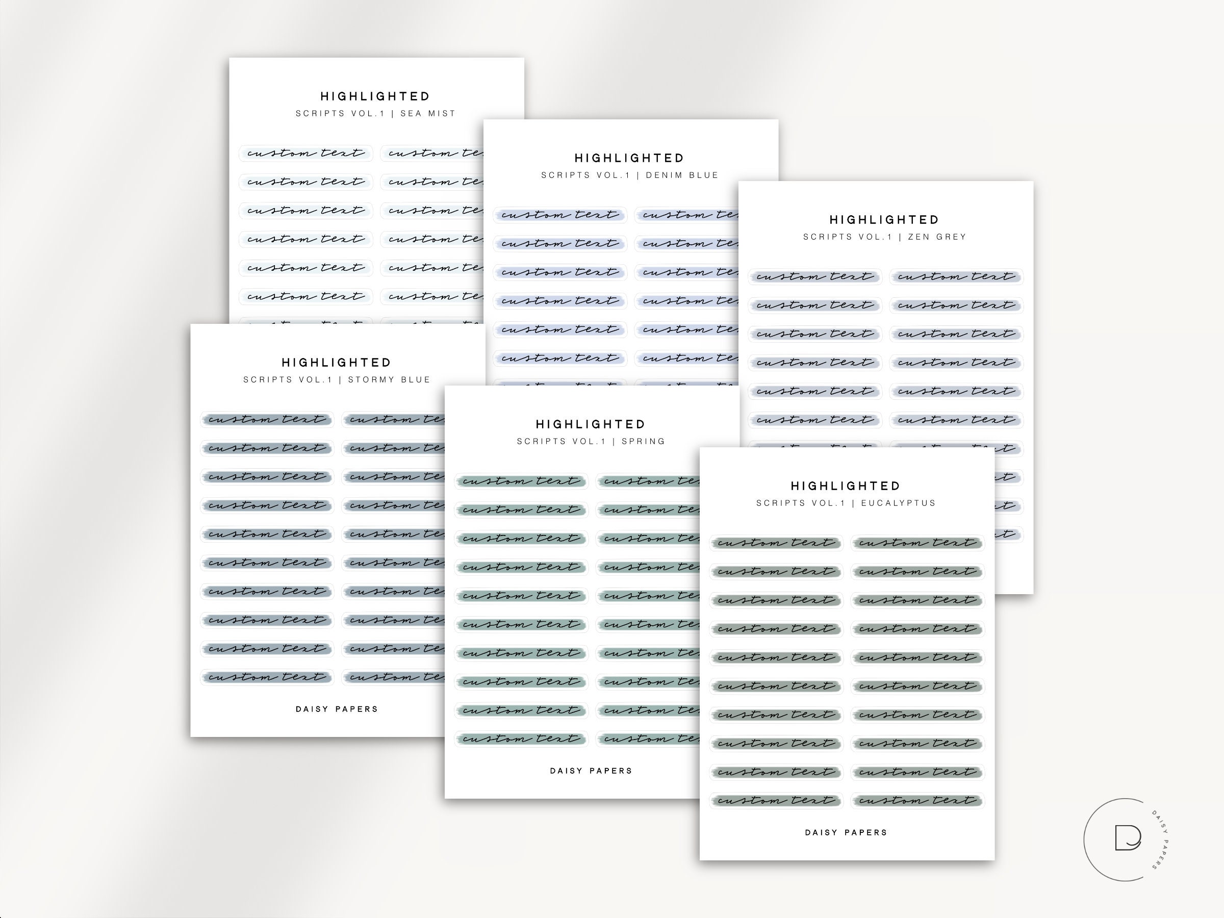 CUSTOM TEXT Highlighted Scripts Vol. 1 Planner Stickers - Etsy