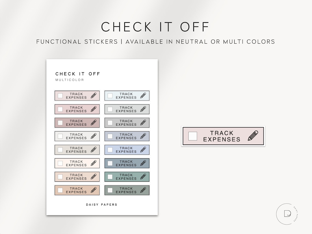 TRACK EXPENSES - Check It off | Planner Stickers | Minimal Planner ...