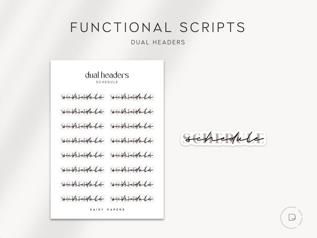 SCHEDULE Dual Headers Planner Stickers Minimal & Functional Planner ...