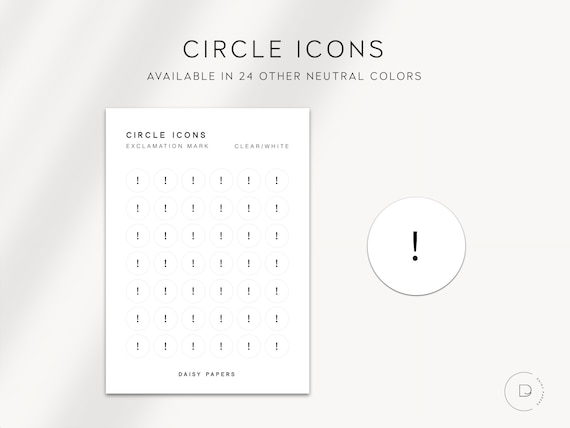 EXCLAMATION MARK Circle Icons Planner Stickers Minimal & - Etsy