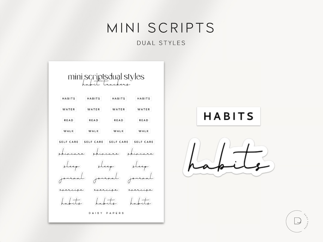 HABIT TRACKERS - Dual Styles Mini Scripts | Transparent Mini Script ...