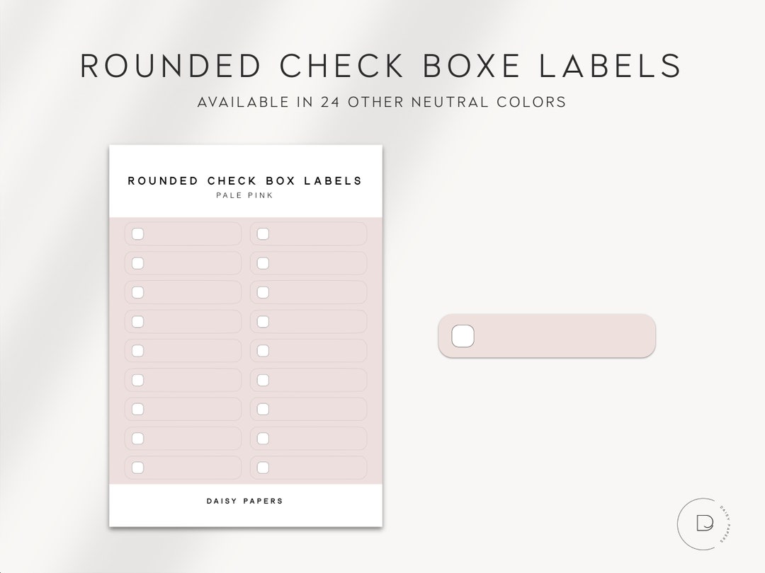 Rounded Check Box Labels | Planner Stickers | Minimal Planner Stickers ...