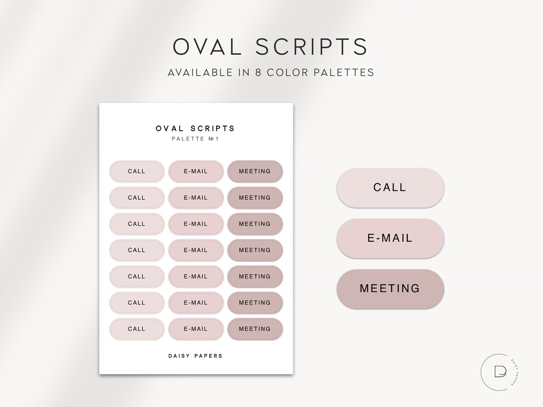 CALL / E-MAIL / MEETING - Oval Scripts Tri-color | Planner Stickers ...