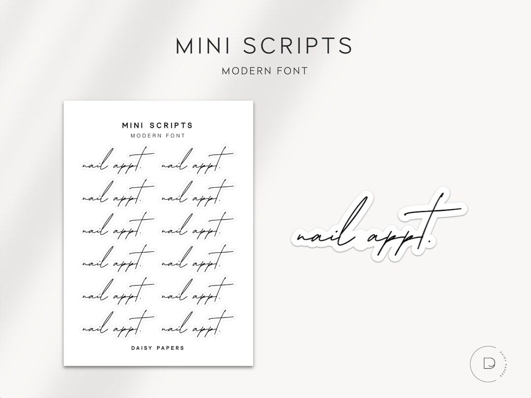 NAIL APPT. MODERN Font Transparent Mini Script Stickers - Etsy