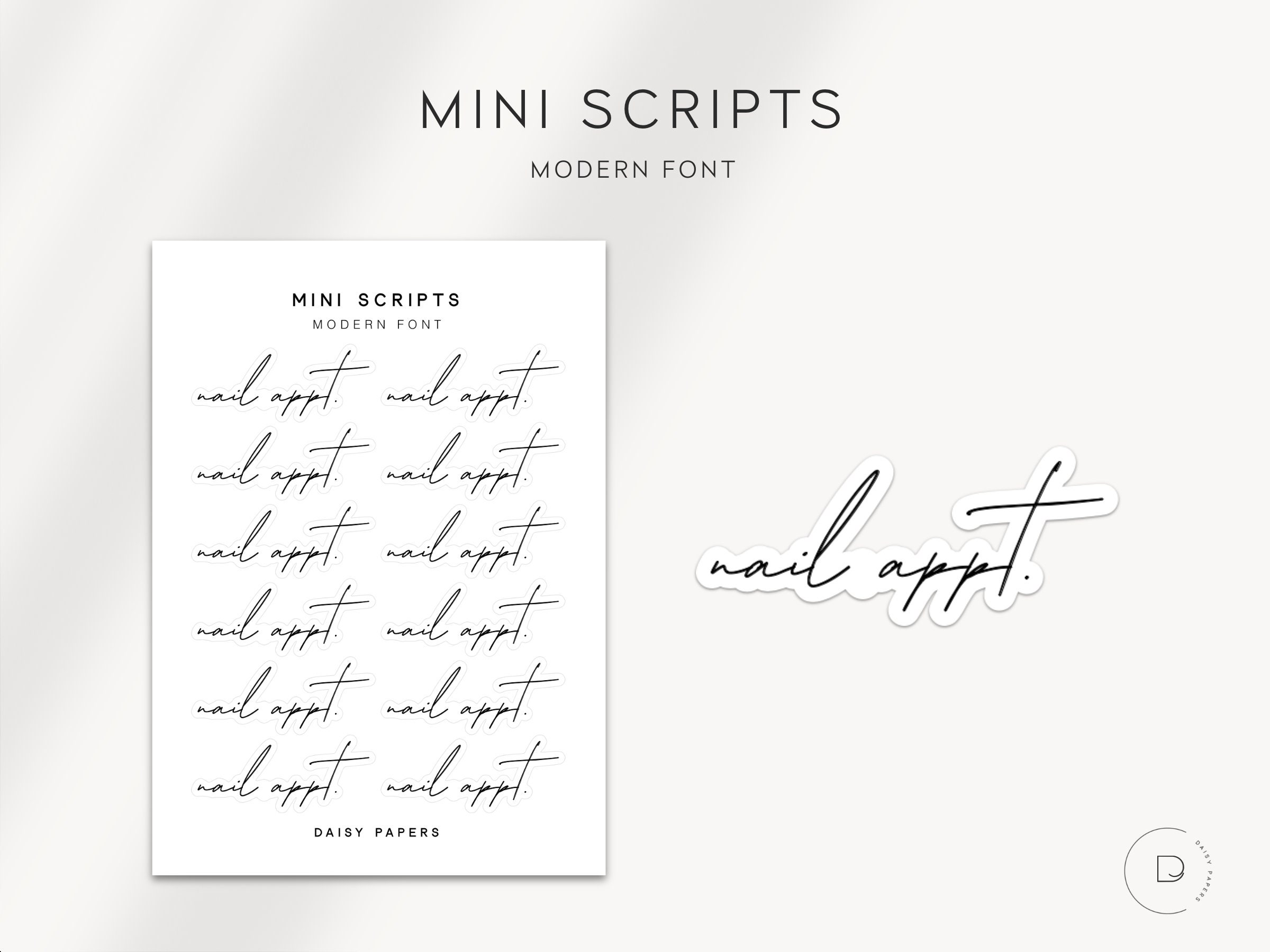 NAIL APPT. MODERN Font Transparent Mini Script Stickers - Etsy