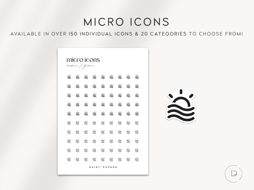 AM /PM - Micro Icon Stickers | Planner Stickers | Minimal & Functional ...