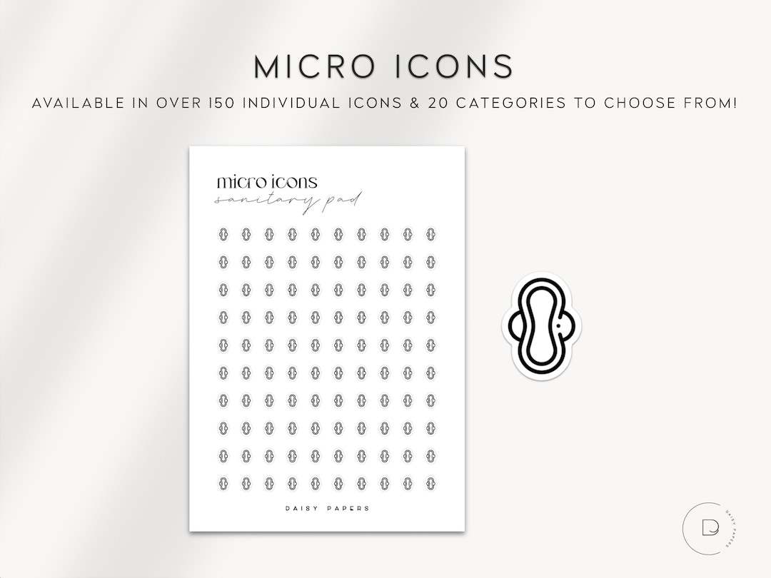 SANITARY PAD Micro Icon Stickers Planner Stickers Minimal & Functional ...