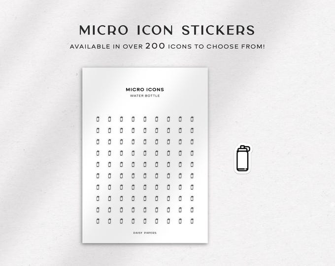 WATER BOTTLE - Micro Icon Stickers | Planner Stickers | Minimal ...