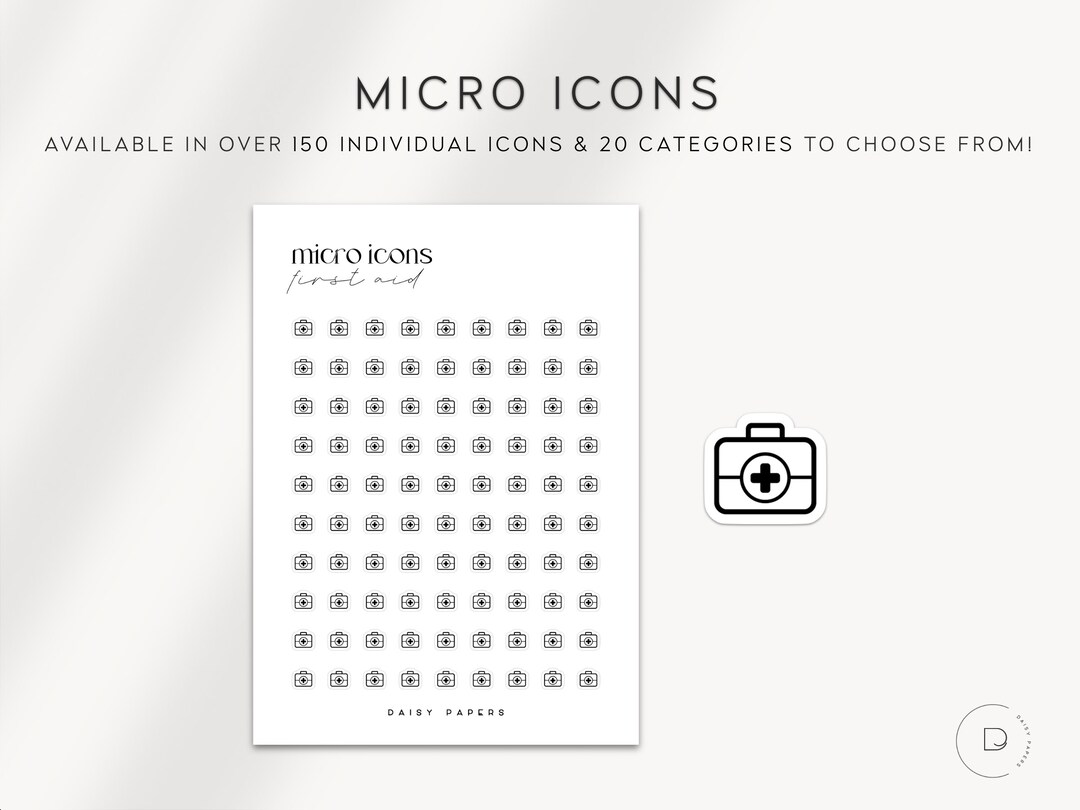 FIRST AID Micro Icon Stickers Planner Stickers Minimal & Functional ...