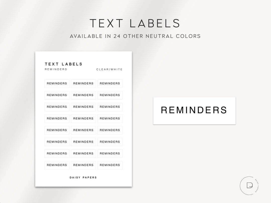 REMINDERS - Text Labels | Planner Stickers | Minimal & Functional ...