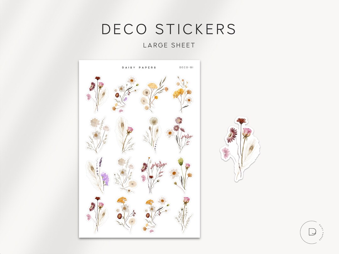 DECO-B | Large Sheet Deco Stickers | Decorative Floral Planner Stickers ...