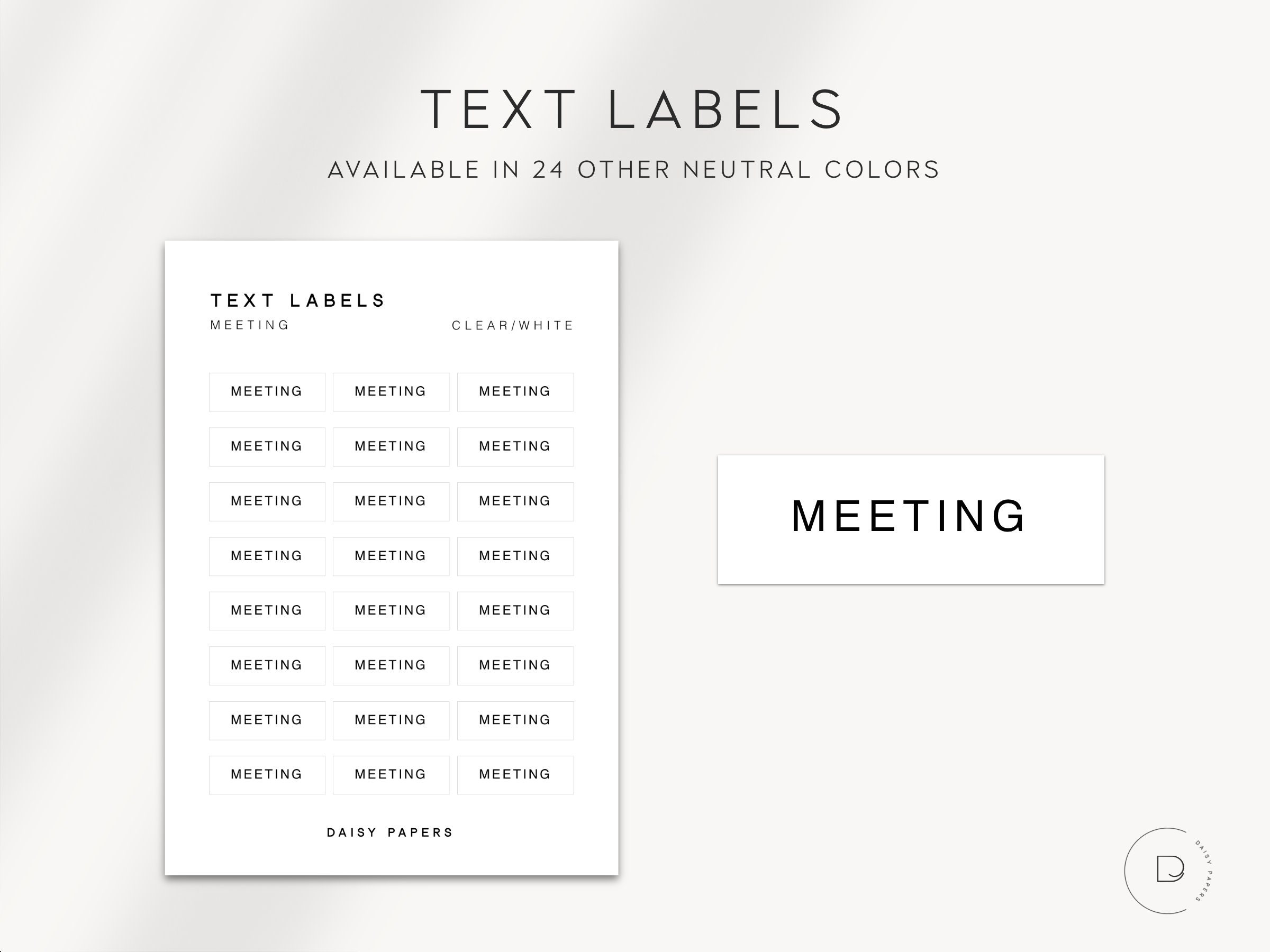 MEETING - Text Labels | Planner Stickers | Minimal & Functional Planner ...