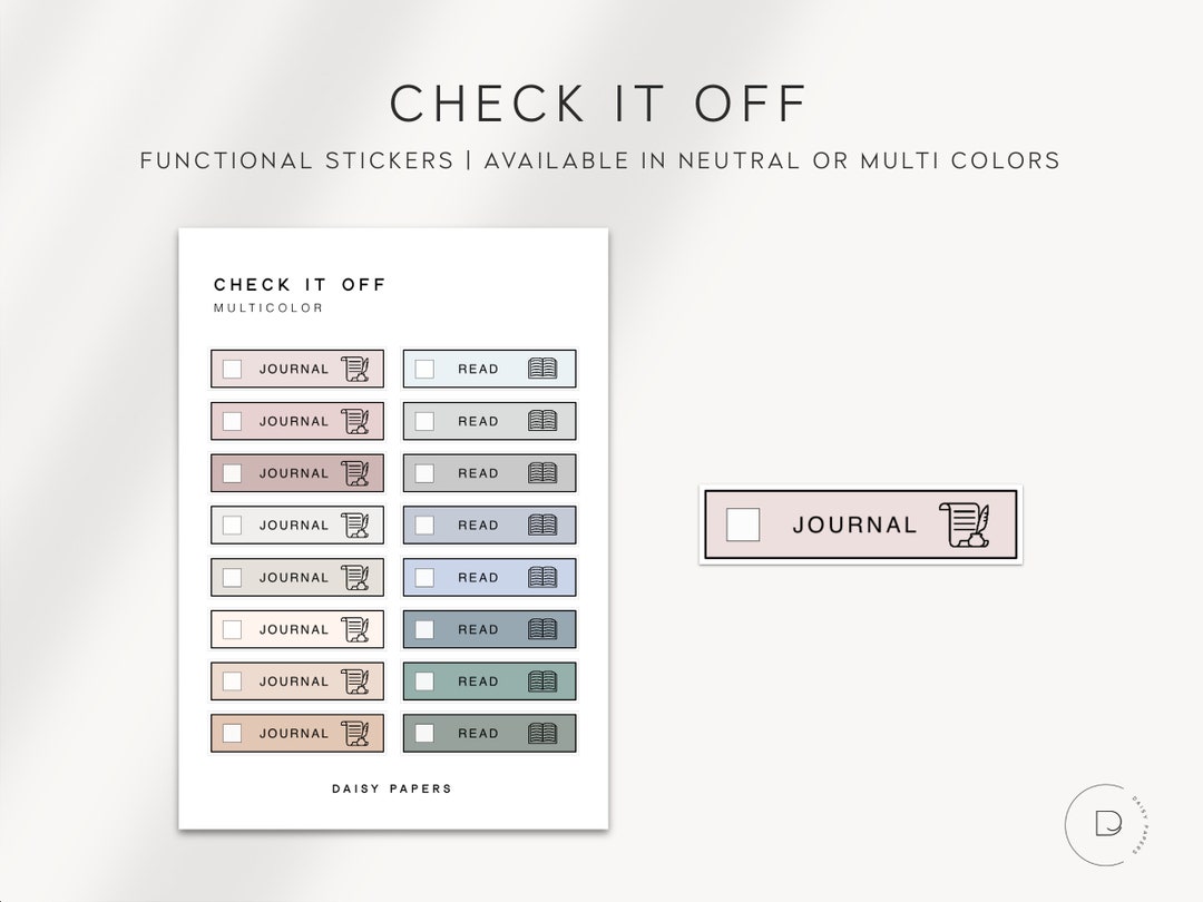JOURNAL / READ - Check It off | Planner Stickers | Minimal Planner ...