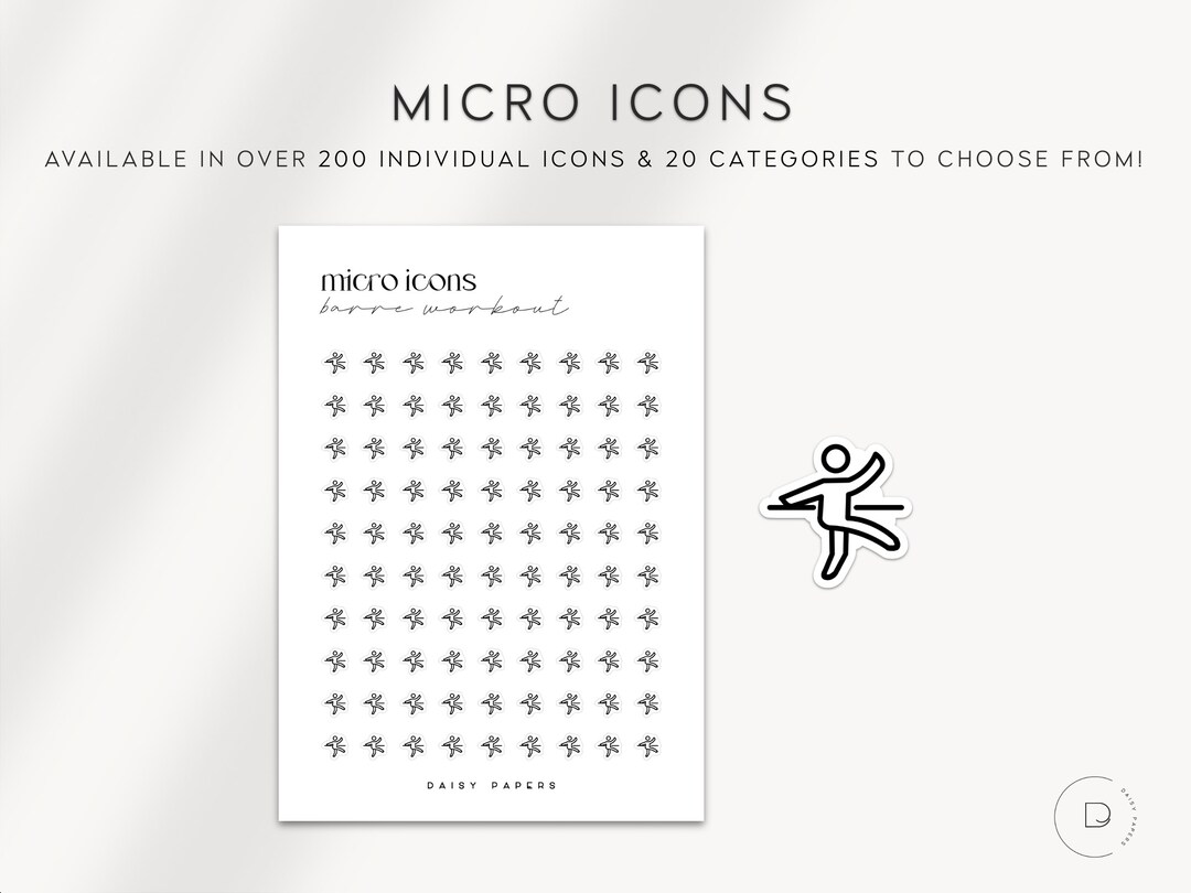 BARRE WORKOUT Micro Icon Stickers Planner Stickers Minimal & Functional ...