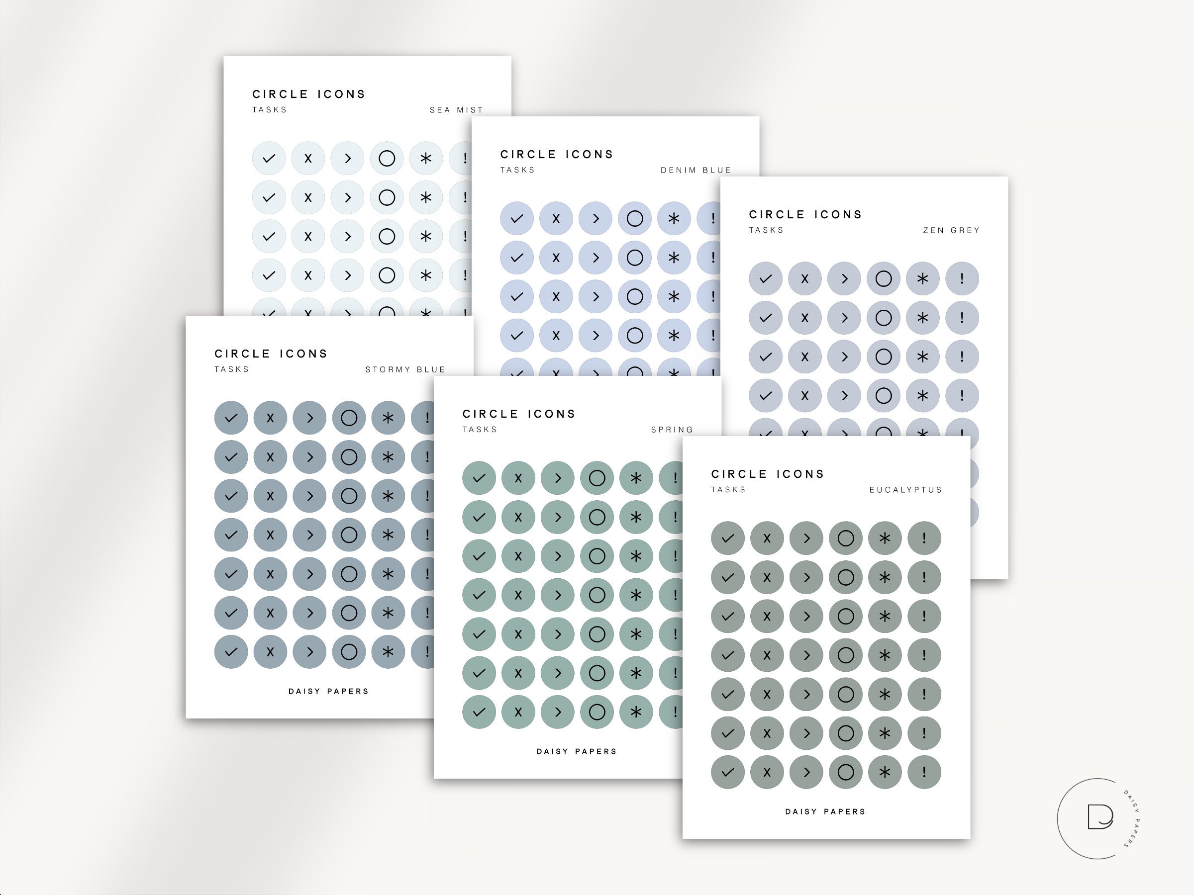 TASKS COMBO - Circle Icons | Planner Stickers | Minimal & Functional ...