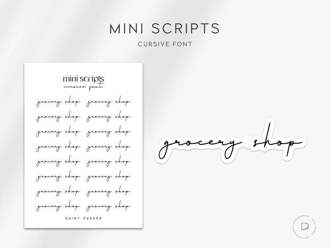 GROCERY SHOP CURSIVE Font Transparent Mini Script Sticker Minimal ...