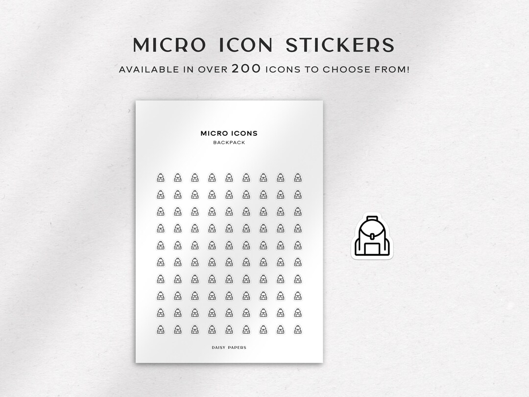 BACKPACK - Micro Icon Stickers | Planner Stickers | Minimal ...