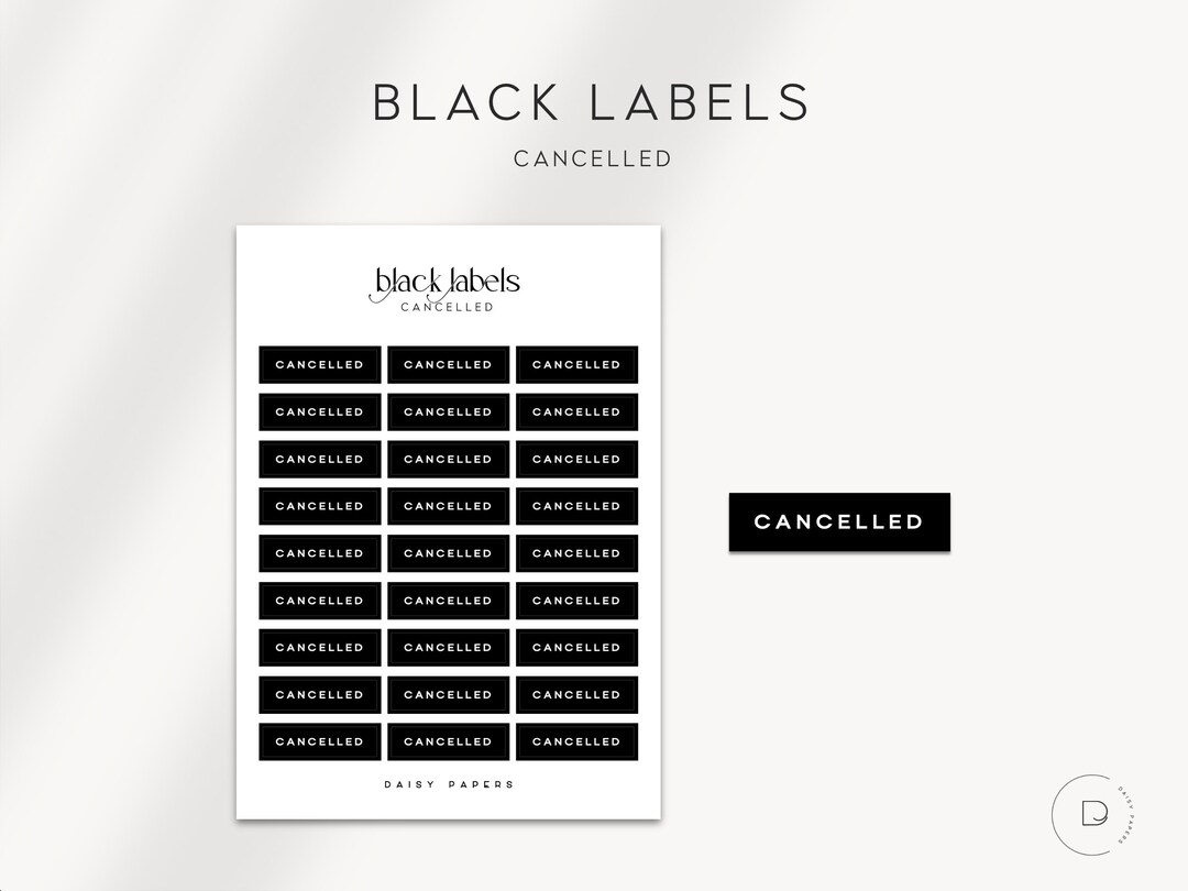 CANCELLED Black Labels Planner Script Stickers Minimal & Functional ...