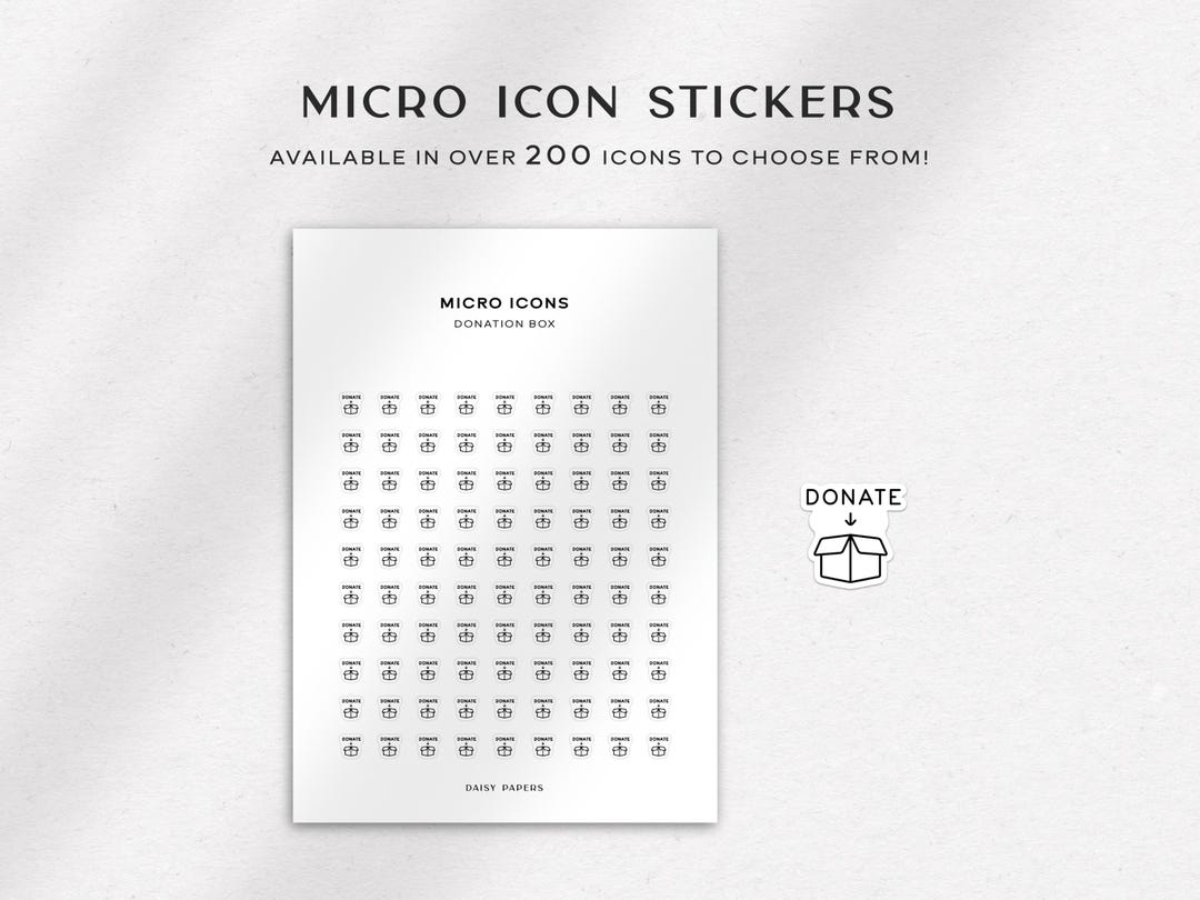 DONATION BOX - Micro Icon Stickers | Planner Stickers | Minimal ...