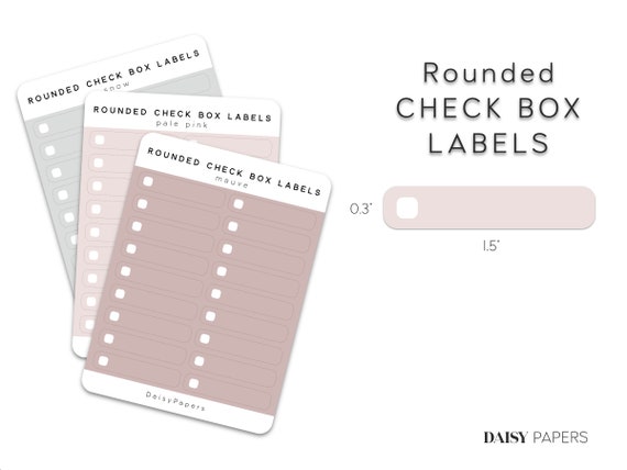 Rounded Check Box Labels Planner Stickers Minimal Planner - Etsy