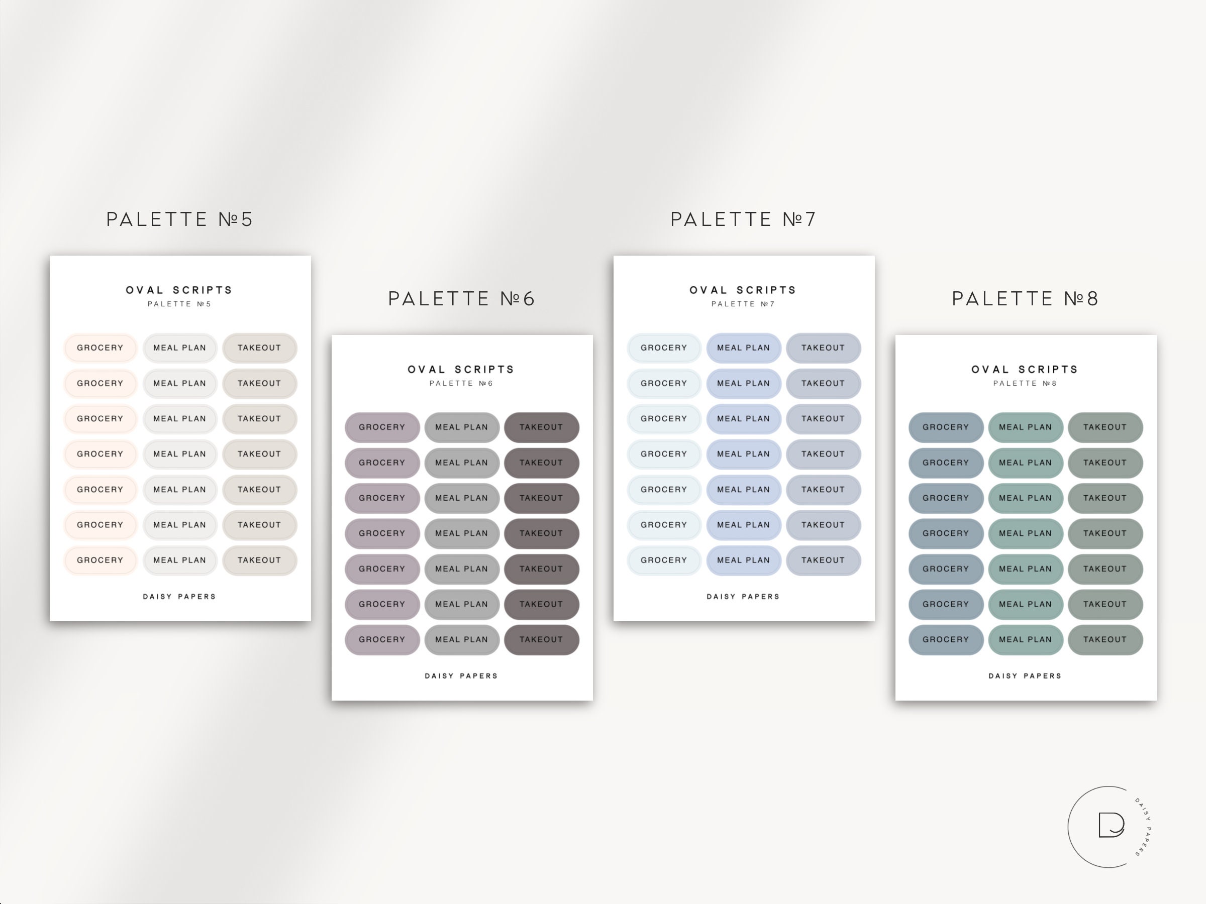 Grocery / Meal Plan / Takeout - Oval Scripts Tri-color | Planner ...