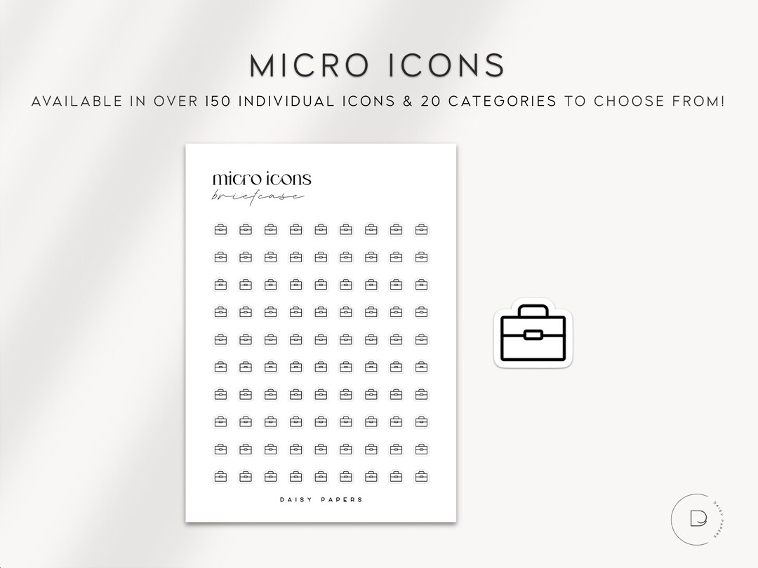 BRIEFCASE Micro Icon Stickers Planner Stickers Minimal & Functional ...