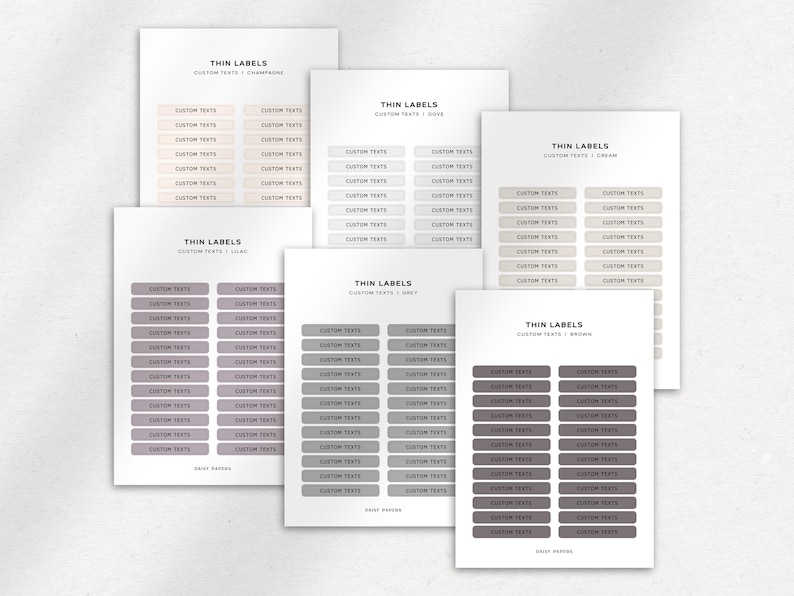 CUSTOM TEXTS - Thin Labels | Planner Stickers | Minimal & Functional ...