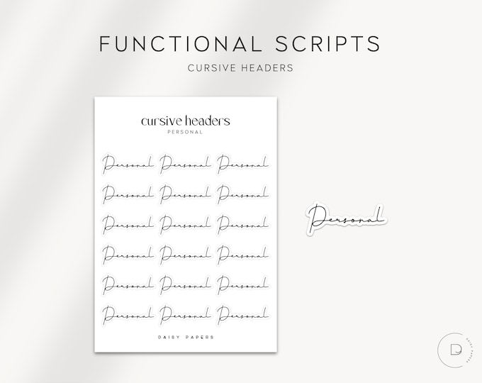 PERSONAL - CURSIVE Headers | Planner Stickers | Minimal & Functional ...