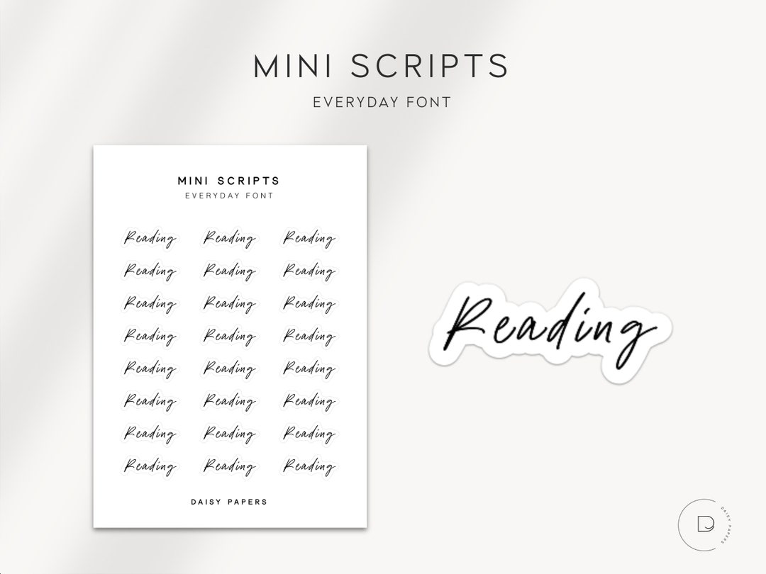 READING EVERYDAY Schrift Transparente Mini Script Sticker Minimale & Funktionale Sticker ...