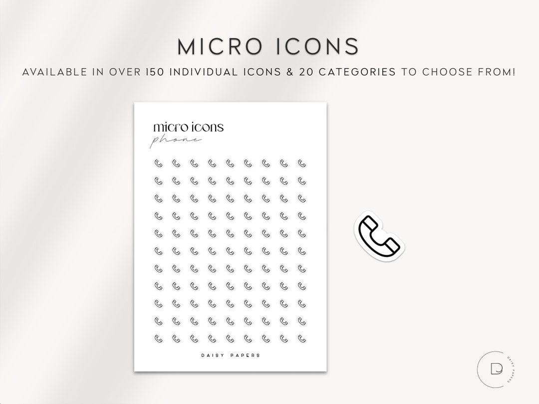 PHONE Micro Icon Stickers Planner Stickers Minimal & Functional Planner ...