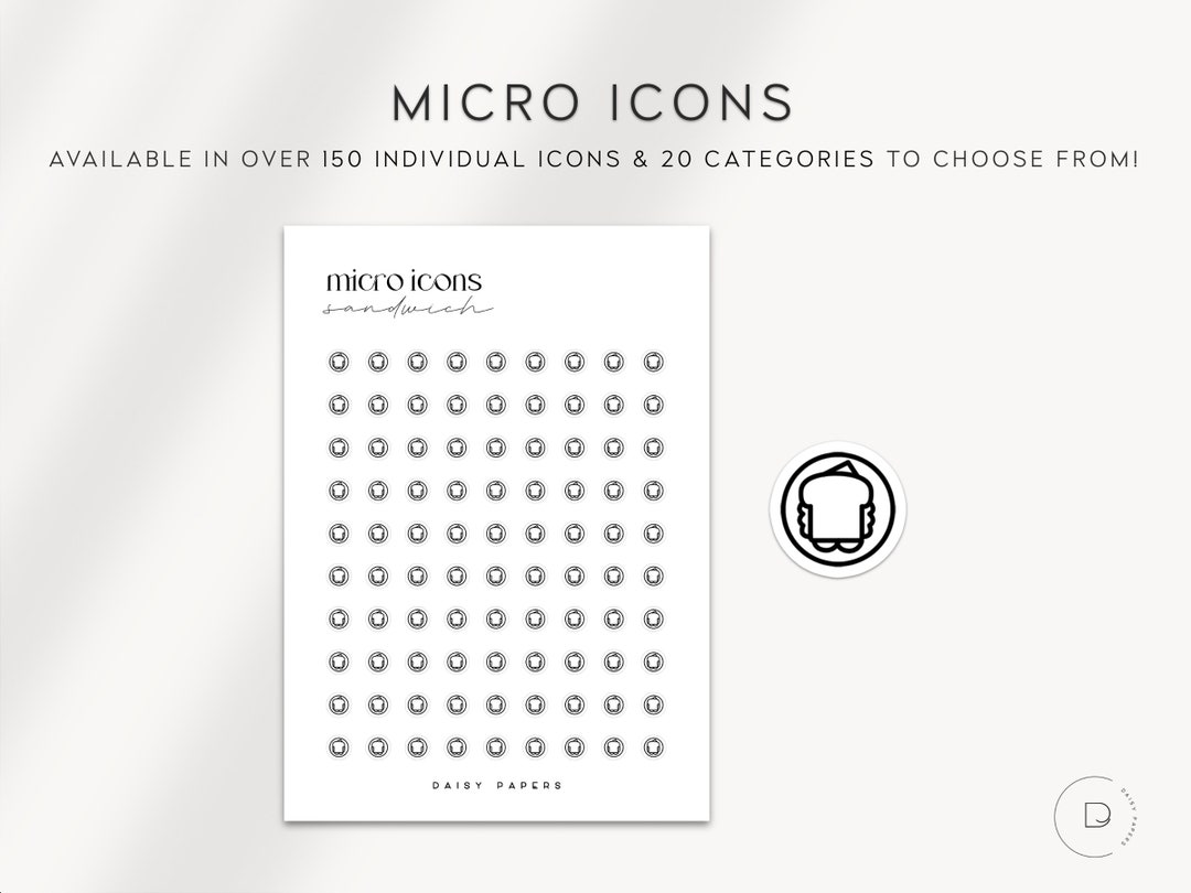 SANDWICH Micro Icon Stickers Planner Stickers Minimal & Functional ...