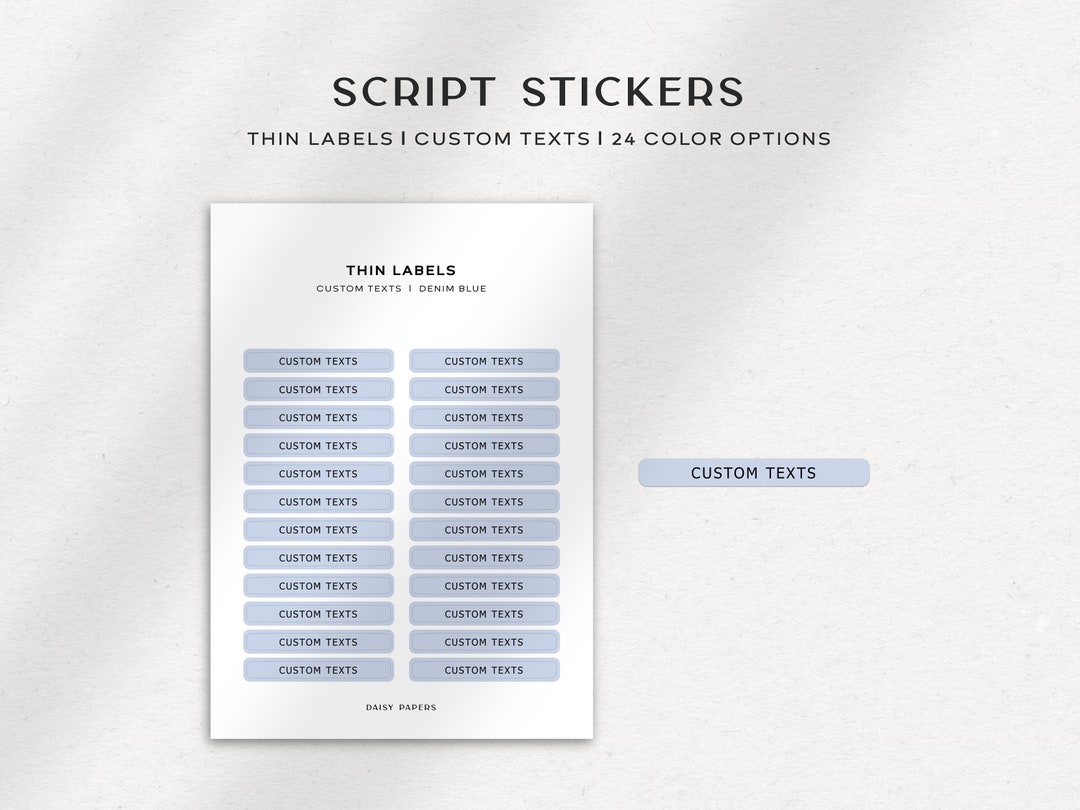 CUSTOM TEXTS - Thin Labels | Planner Stickers | Minimal & Functional ...