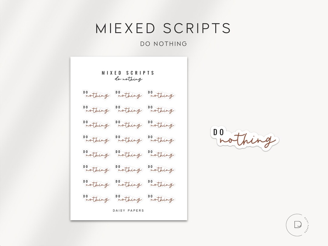 DO NOTHING Mixed Scripts Planner Script Stickers Minimal & Functional ...