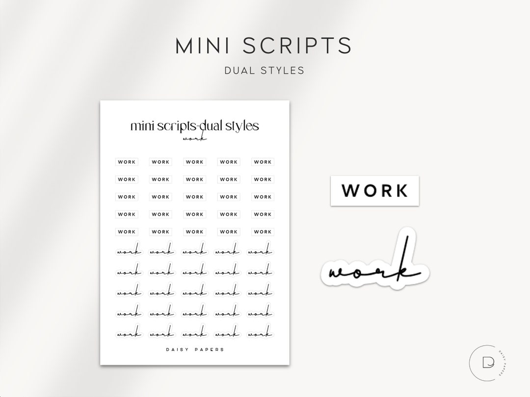 WORK - Dual Styles Mini Scripts | Transparent Mini Script Stickers ...